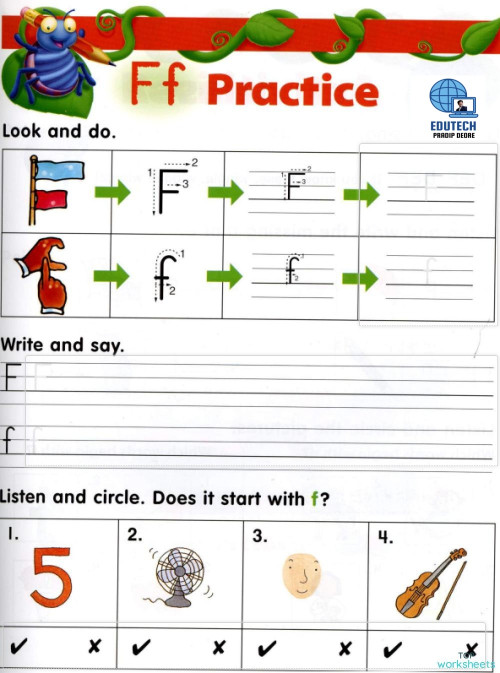 F to J letters Writing. Interactive worksheet | TopWorksheets
