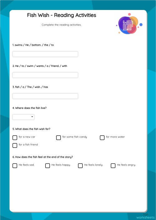 Fish Wish - Reading Activities. Interactive worksheet | TopWorksheets