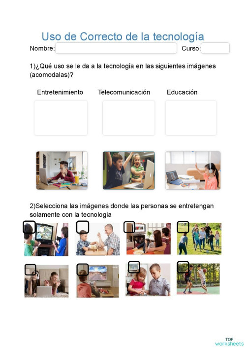 Uso de la tecnología. Ficha interactiva | TopWorksheets