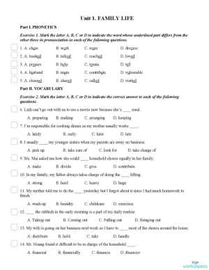 Test for unit 1 Multiple choice. Interactive worksheet | TopWorksheets