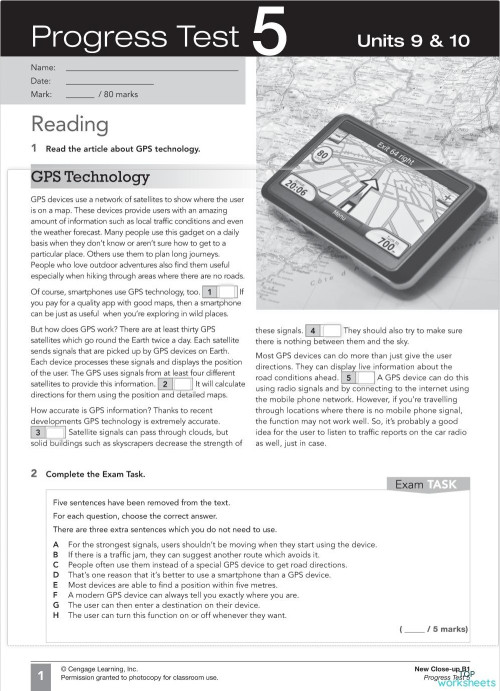 B1 - Progress Test 5. Interactive worksheet | TopWorksheets