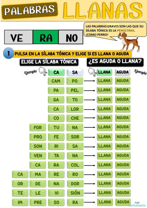PALABRAS GRAVES. Ficha interactiva | TopWorksheets