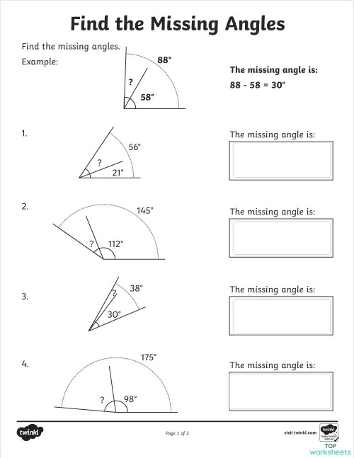Find the Missing Angles. Interactive worksheet | TopWorksheets