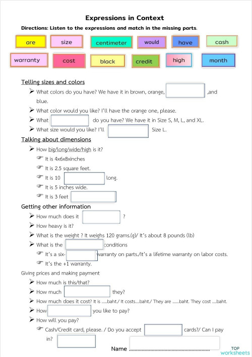 Functional language. Interactive worksheet | TopWorksheets