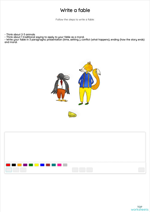 Write a fable. Interactive worksheet | TopWorksheets