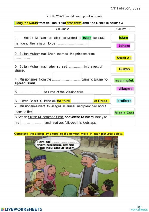 CHAPTER 1: How Did Islam Spread in Brunei?. Interactive worksheet ...