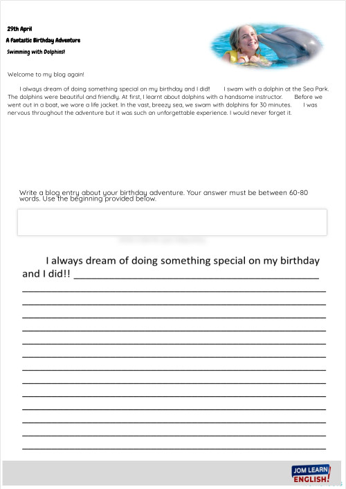 Level 6 - Unit 3 - Model Essay (Travel Blog). Interactive worksheet ...