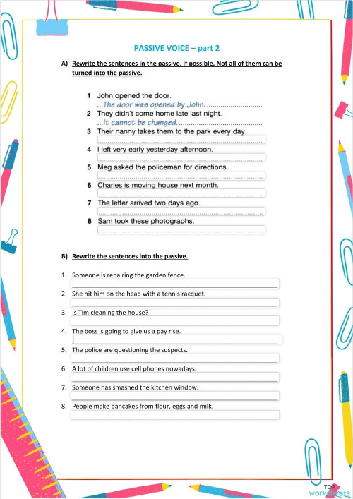 PASSIVE VOICE - practice - part 2. Interactive worksheet | TopWorksheets