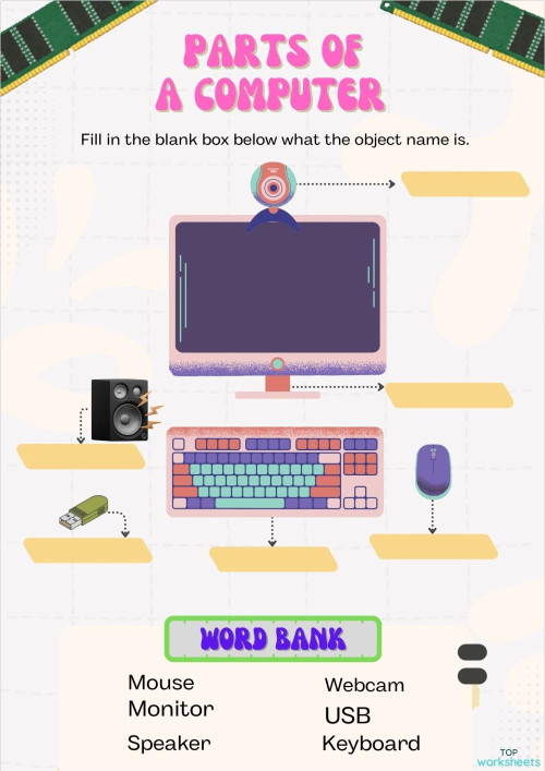 Part of a Computer Worksheet in Green Playful Style ใบงานเชิงโต้ตอบ ...