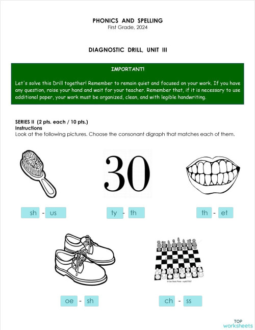 Phonics Diagnostic Drill-First Grade-Unit III. Interactive worksheet ...