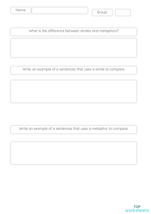 Simile and Metaphor Research. Interactive worksheet | TopWorksheets