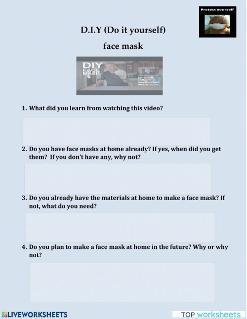 DIY Face Mask. Interactive worksheet | TopWorksheets