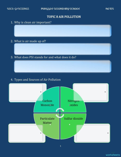 Chapter 8 Air Pollution_1. Interactive worksheet | TopWorksheets