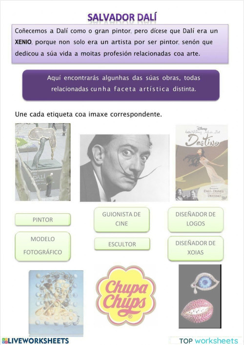 Salvador Dalí. Interactive worksheet | TopWorksheets