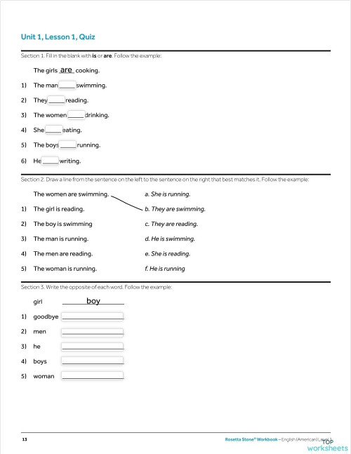 Rosetta Stone Unit 1 Test. Interactive worksheet | TopWorksheets