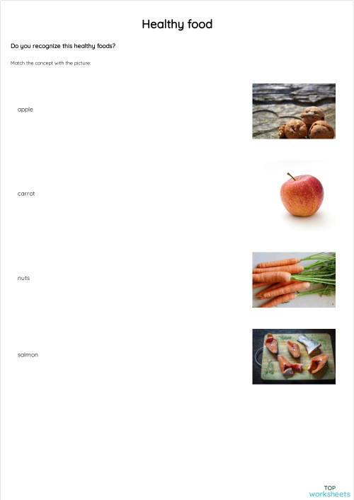 Healthy food Match. Interactive worksheet | TopWorksheets