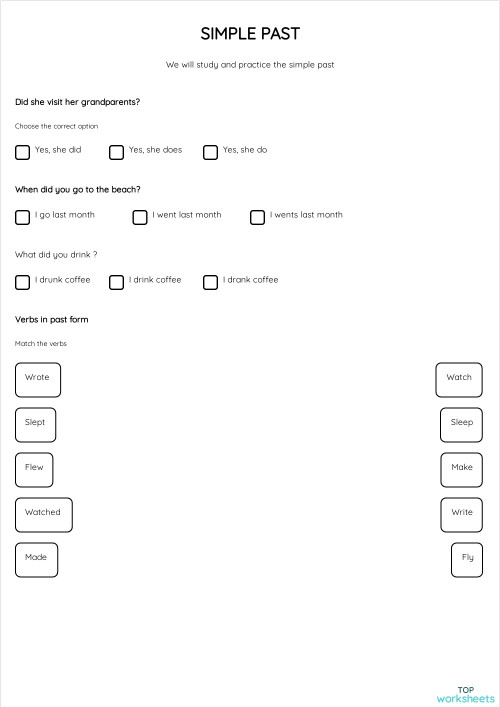 SIMPLE PAST. Interactive worksheet | TopWorksheets