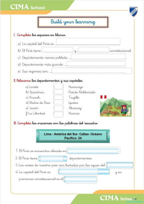Estados Y Capitales, Fichas Imprimibles