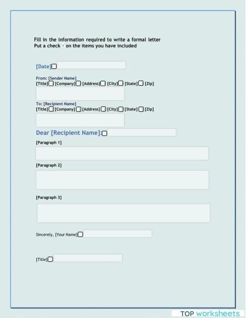 Writing formal letters. Interactive worksheet | TopWorksheets