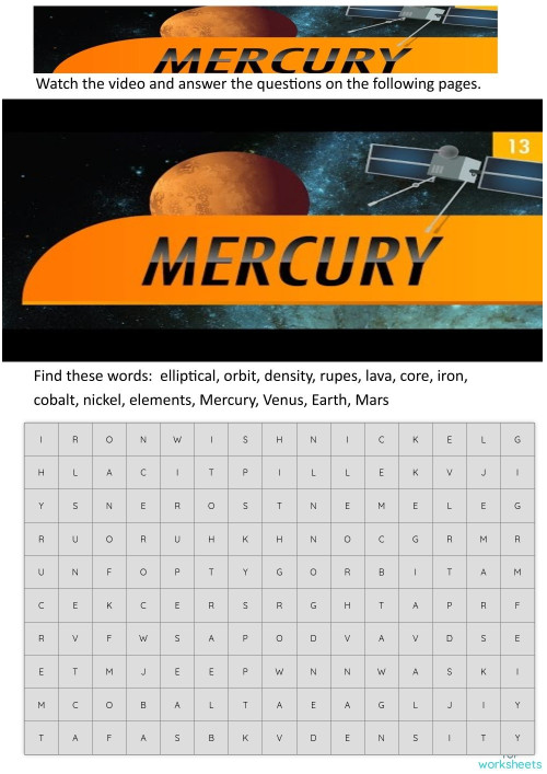 Mercury: A Crash Course. Interactive worksheet | TopWorksheets