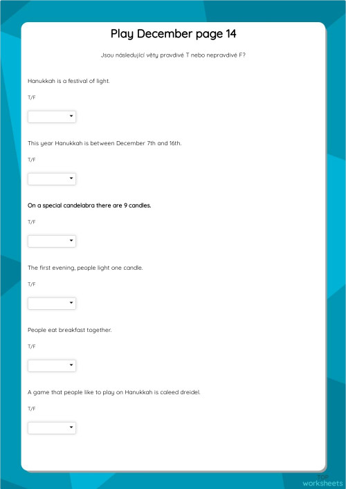 Play December page 14. Interactive worksheet | TopWorksheets
