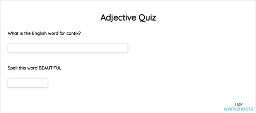 Adjective Quiz. Interactive worksheet | TopWorksheets
