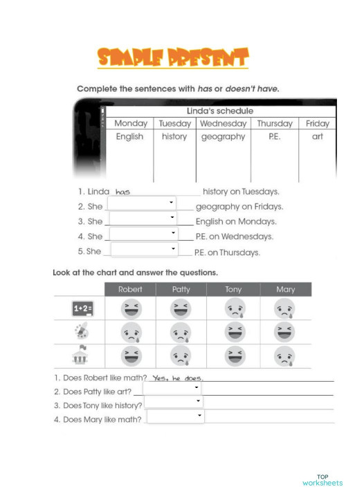 Simple Present. Interactive worksheet | TopWorksheets