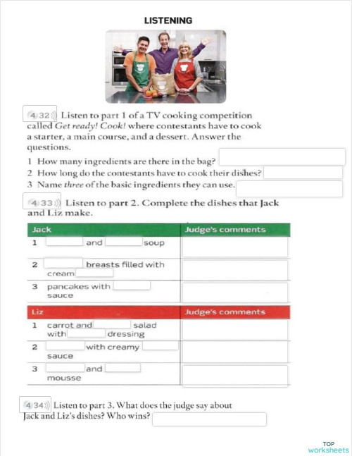 ACT 3-GET READY! COOK! -THIRD TERM. Interactive worksheet | TopWorksheets