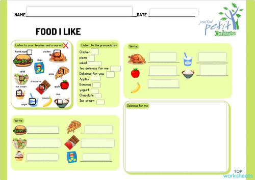 FOOD I LIKE_COLEGIO PETIT. Interactive worksheet | TopWorksheets