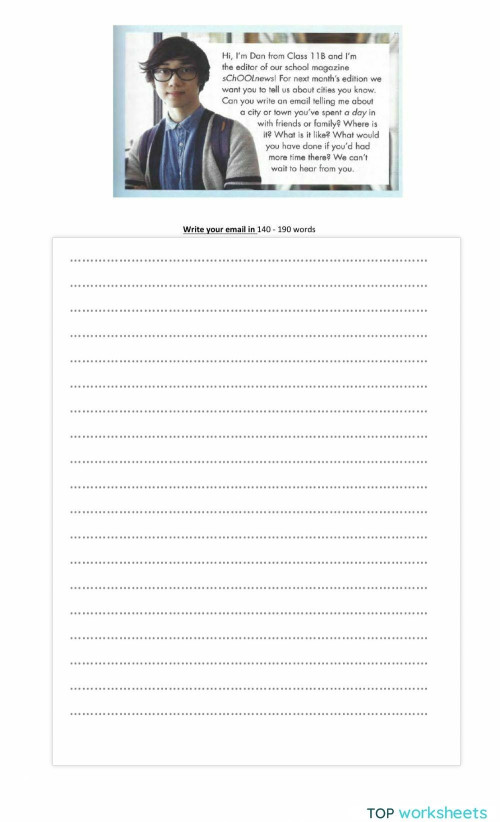 Write an email. Interactive worksheet | TopWorksheets