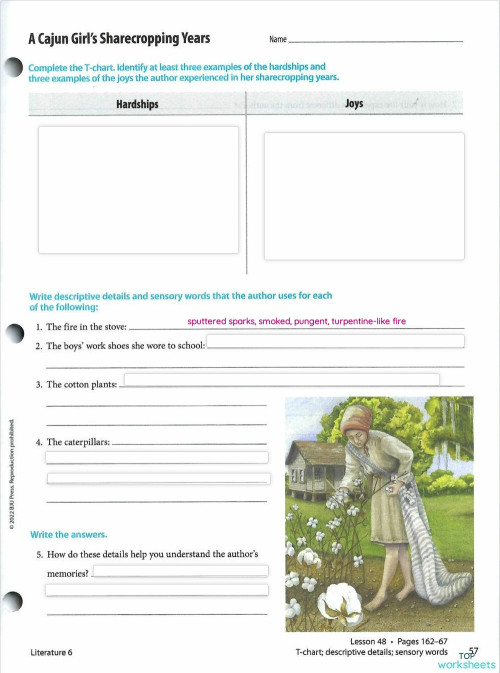 Lesson 48: A Cajun Girl's Sharecropping Years Pg 57. Interactive ...