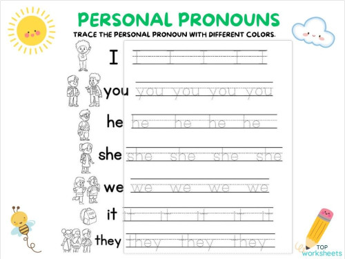 ACTIVITY PERSONAL PRONOUNS K3. Interactive worksheet | TopWorksheets