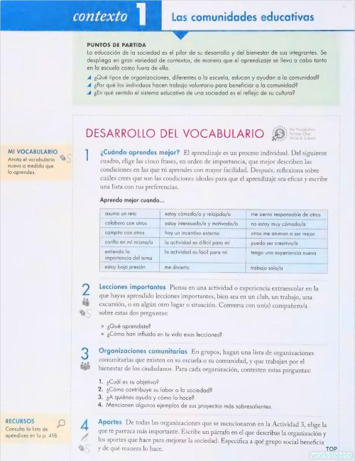 1. Las familias y las comunidades 4. Ficha interactiva | TopWorksheets