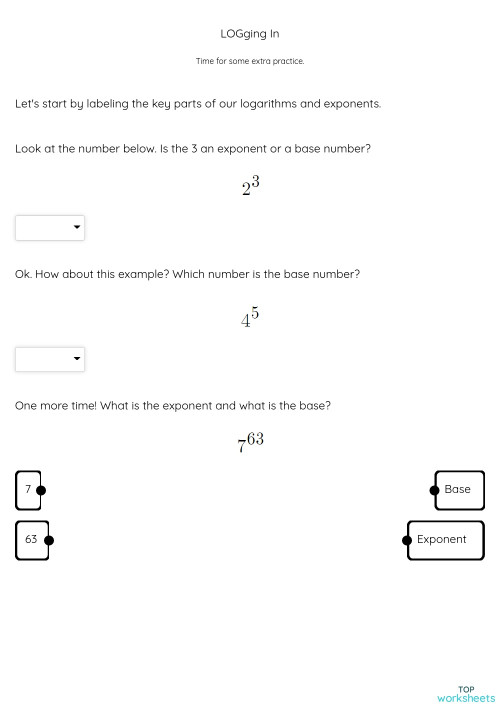 LOGging In. Interactive worksheet | TopWorksheets