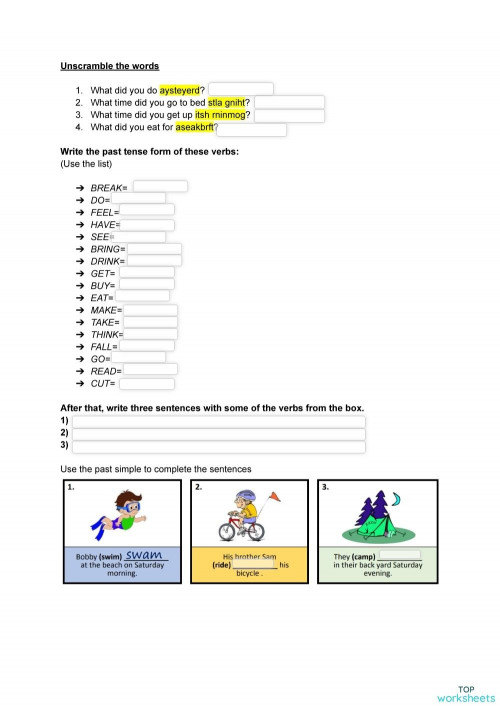 TP PAST REVIEW. Interactive worksheet | TopWorksheets