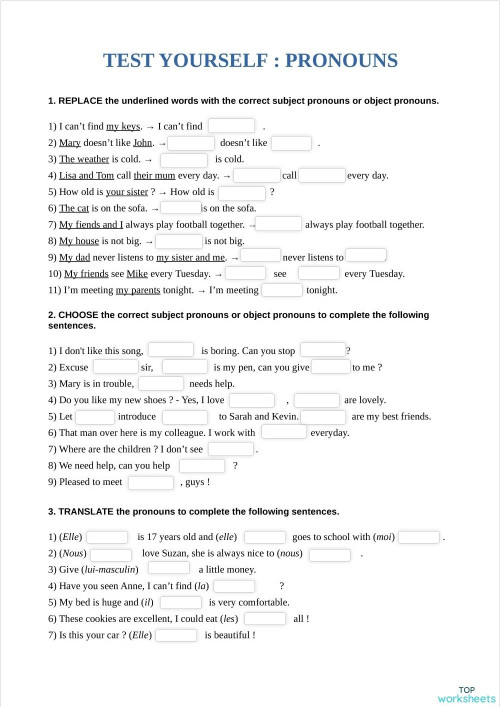 Anglais : fiches interactives et exercices en ligne | TopWorksheets