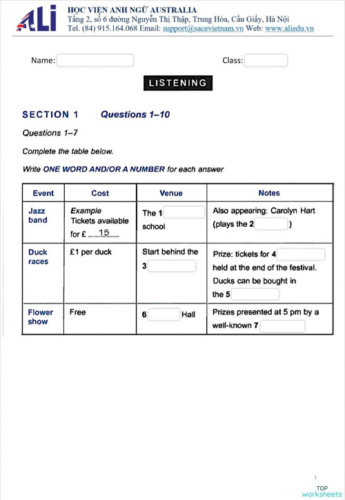 Starters- Listening Part 3 (Starter 3 Test 2). Interactive worksheet ...