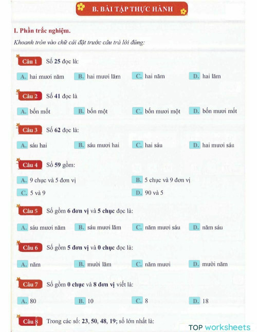 Interactive worksheets and online exercises in vietnamese | TopWorksheets