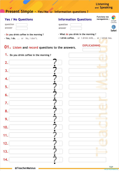 Yes / No OR Information Questions - 06 - Making Questions - Listening ...