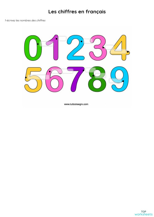 Les chiffres en français. Fiche interactive | TopWorksheets