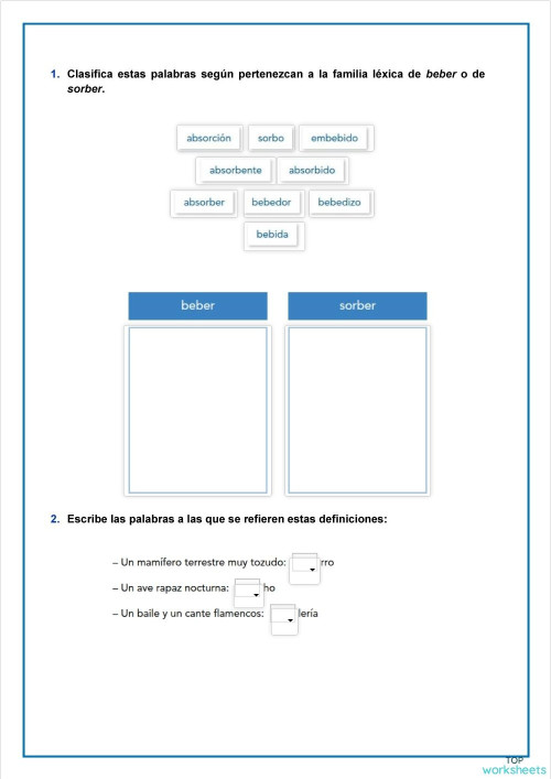 Palabras con CC. Ficha interactiva | TopWorksheets