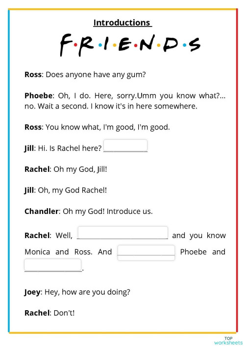 1. Introductions - Friends - ESI. Interactive worksheet | TopWorksheets