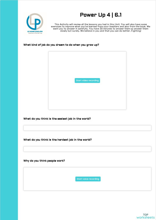 Power Up 4 | 6.1. Interactive worksheet | TopWorksheets