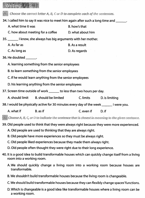 GRADE 11 - PRACTICE TEST 1 ( MID - TERM 1). Interactive worksheet ...
