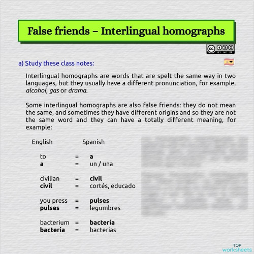 Homographs: interactive worksheets and online exercises | TopWorksheets