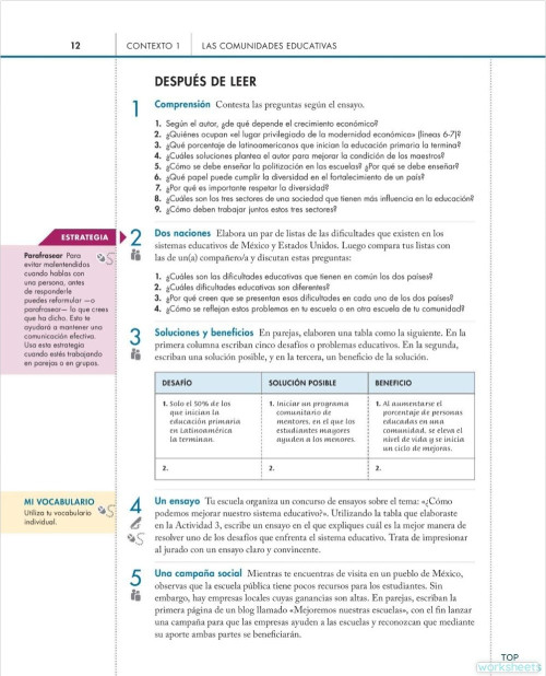 1. Las familias y las comunidades 12. Ficha interactiva | TopWorksheets