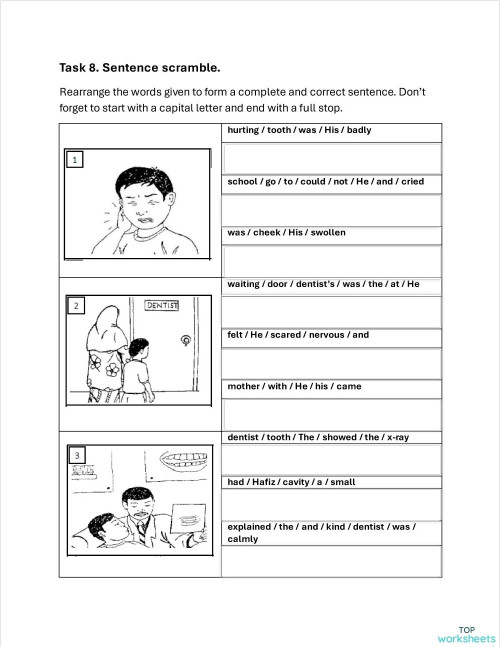 TASK 8. Sentence Scramble.. Interactive worksheet | TopWorksheets