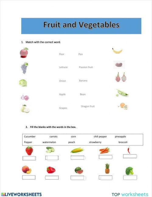 Fruit and Vegetables. Interactive worksheet | TopWorksheets
