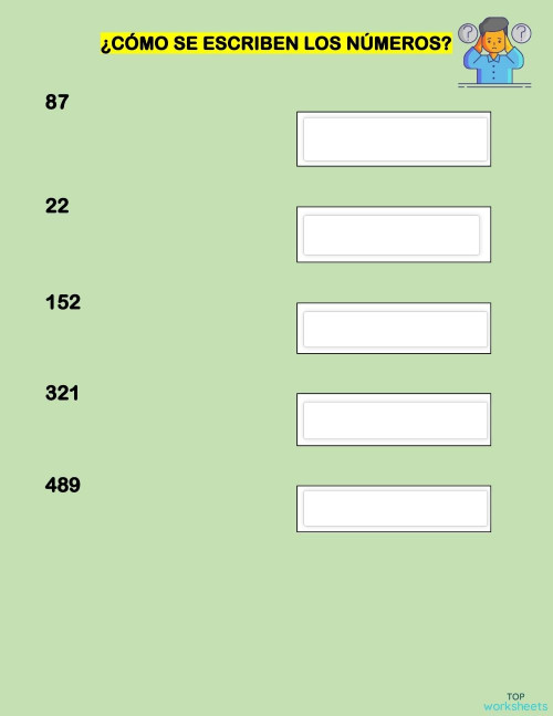 NÚMEROS EN PALABRAS1. Ficha interactiva | TopWorksheets