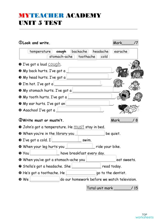 KIDS A1 TEST UNIT 5. Interactive worksheet | TopWorksheets